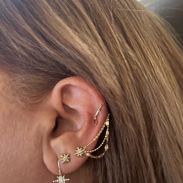 14K Solid Gold Teardrop Rook Earring Dainty Rook Piercing Eyebrow ...