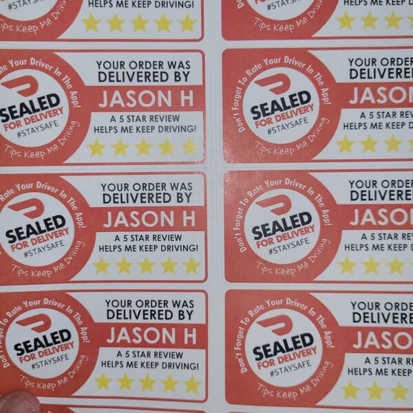 Personalized! Doordash Themed Delivery 4"x2" [ Sealed for Delivery ...
