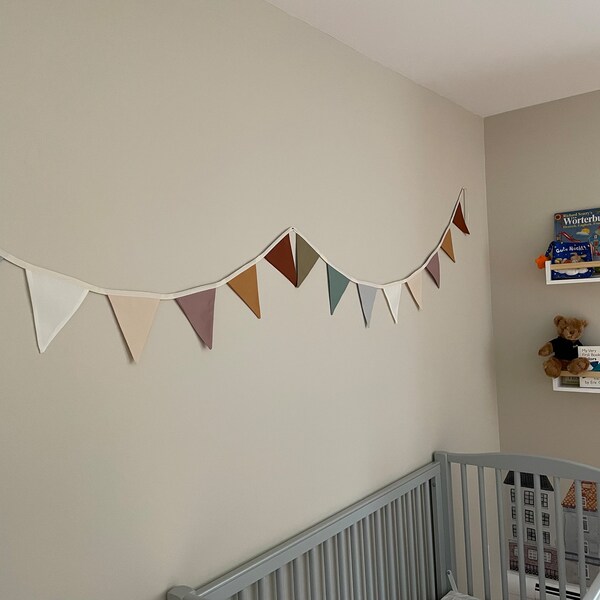 Boho Rainbow Bunting Banner, Colorful Bunting Garland, Neutral Fabric ...