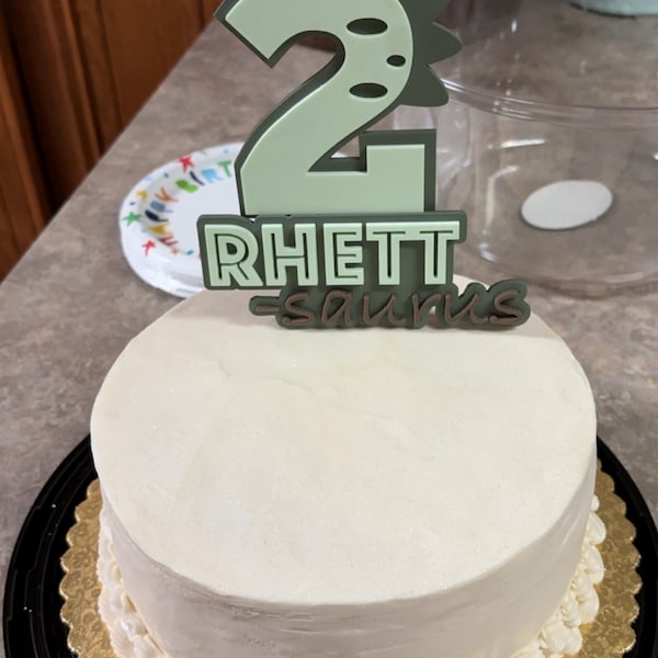 Dinosaur Cake Topper, Custom 2-rex Cake Topper, Dino Themed Birthday ...