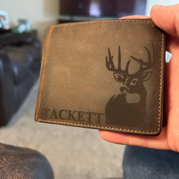 Mens Brown Leather Dog Hunting Wallet. RFID Blocking Genuine Leather ...