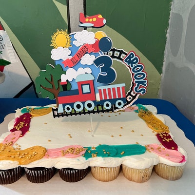 Train Cake Topper, Choo Choo Three, Train Party Cake Topper - Etsy