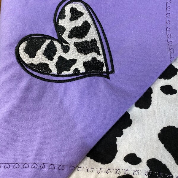 Cow Print Heart Embroidery Design, Animal Print Heart Machine ...