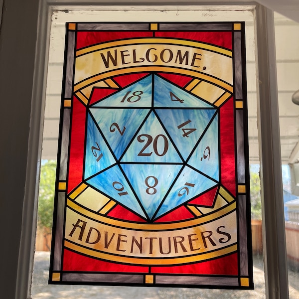 D&D 'welcome Adventurers' - Icon Style Stained Glass Window Cling - Etsy