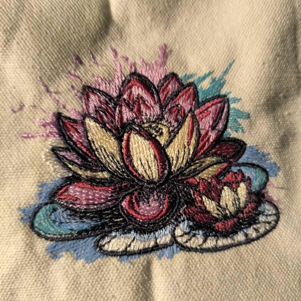 Lotus Flower Machine Embroidery Design: Floral Art (PES File) - Etsy