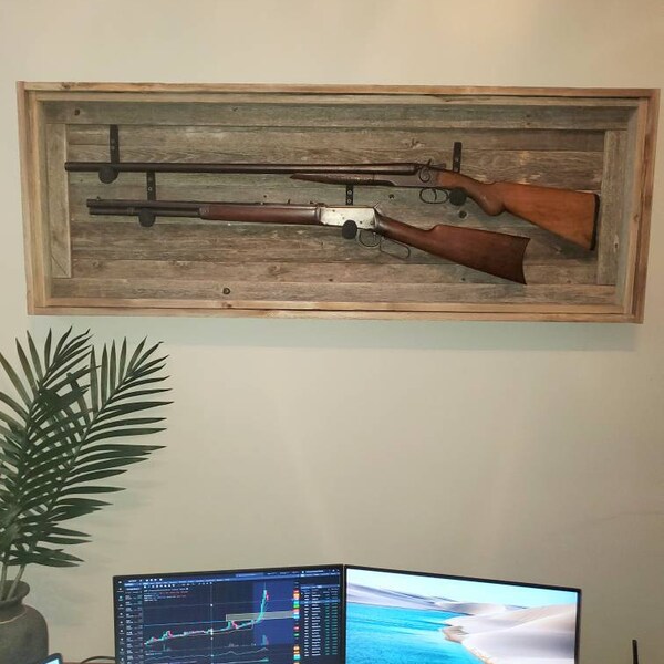 Rustic Dual Gun Rack, Reclaimed Wood Gun Rack, Railroad Spikes Gun ...