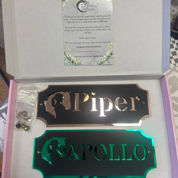 Stable Name Plate / Plaque Cut Out Traditional W/modern Twist Design ...