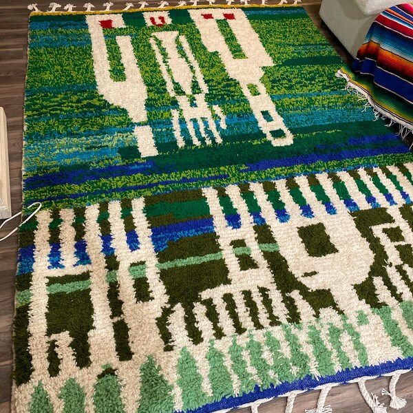 Custom Moroccan Rug Sheep Wool Rug Handwoven Rug Living Room Rug Area ...