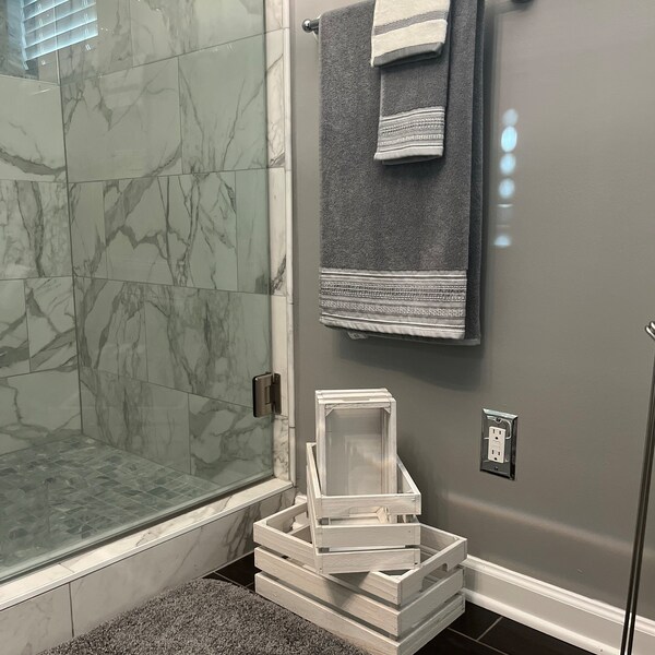 Set of 3 - Whitewashed Wood Crates, Rustic Boxes Boho Vintage Decor ...