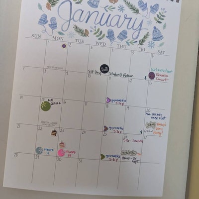 Floral Watercolor Birthday Calendar, Spiral Binding, Perpetual Calendar ...