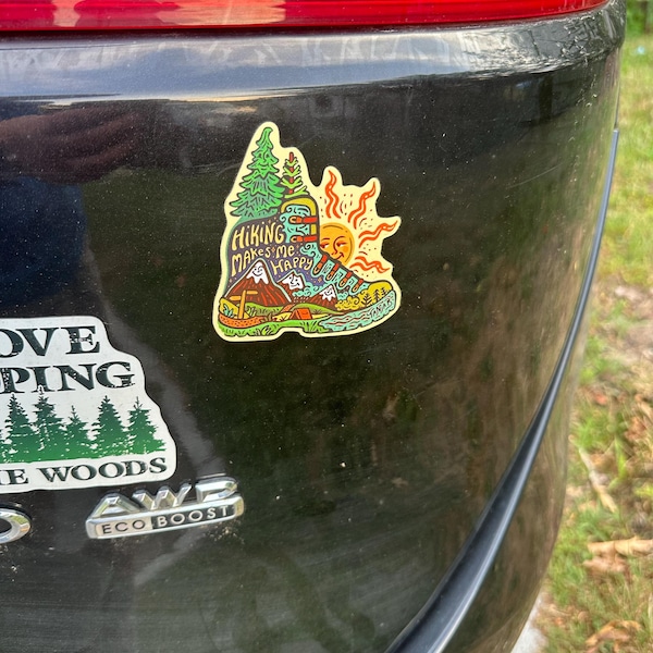 HIKING MAKES Me HAPPY // Weatherproof Outdoor Sticker // Vinyl 4 ...
