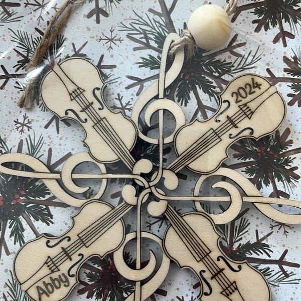 Treble Clef Violin Ornament, Fiddle, Musical Snowflake Ornament, SVG ...