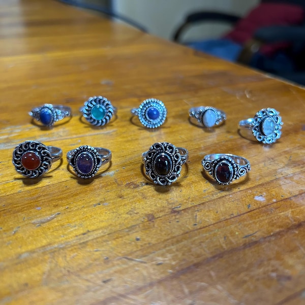 Wholesale Lot Assorted Crystal Rings for Women Gemstone Handmade Ring ...