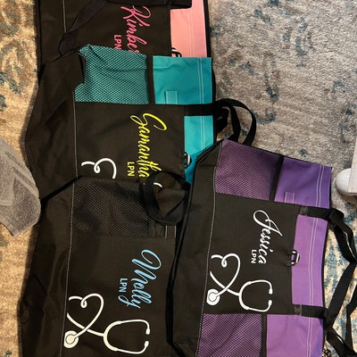 Custom Nursing Bag With Name and Stethoscope, Personalized Nurse Bag ...
