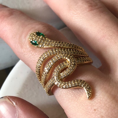 Adjustable 18k Gold Plated Snake Ring - Etsy