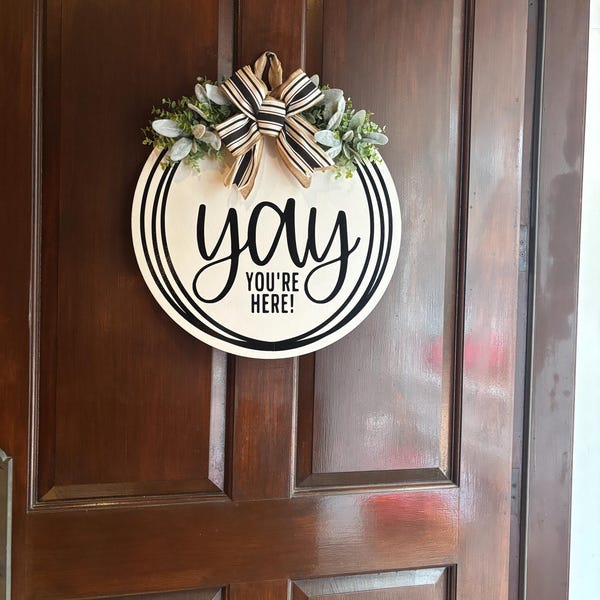 Front Door Decor | Yay You're Here! | Front Door Wreath | Year Round ...