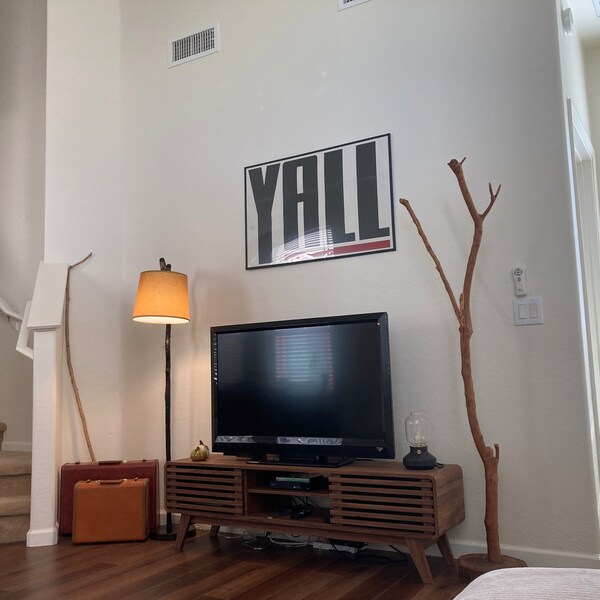 Free Standing Wooden Rustic Olive Tree Table Lamp - Etsy