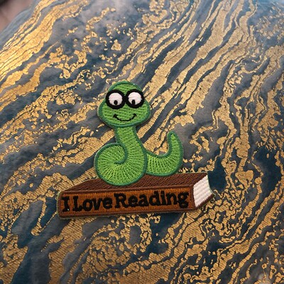 Bookworm Reading School Book Library Teacher English Embroidered Iron ...