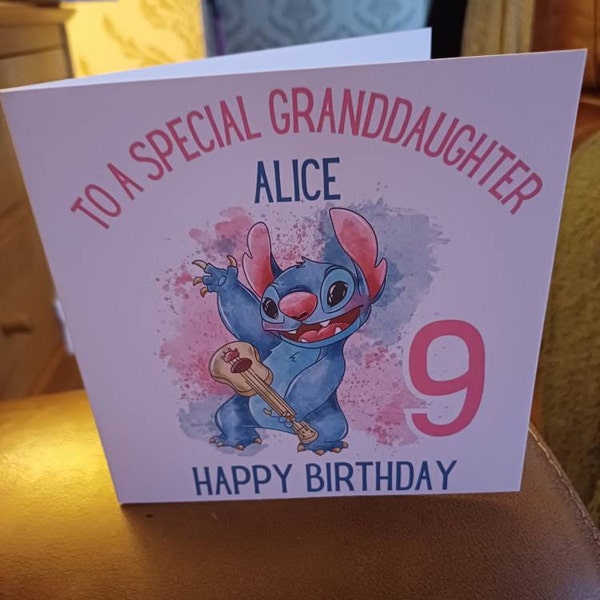 Personalised Stitch Birthday Card, Daughter Card, Sister Card, Friend ...
