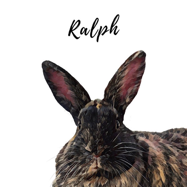 Rabbit Portrait | Pet Portrait | Custom Bunny Portrait | Custom Dog ...
