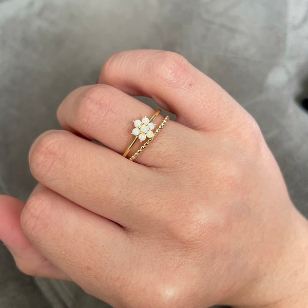 Dainty Ring, Beaded Ring, Stacking Rings, Gold Minimalist Ring ...