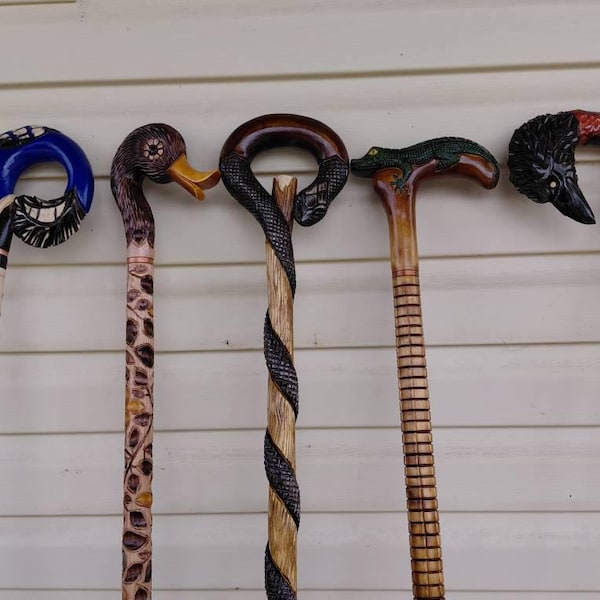 Phoenix Wooden Cane With Carved Handle: Decorative and Functional Wood ...
