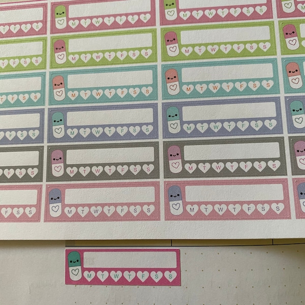 Happy Vitamin Medicine Pills Weekly Habit Reminder Tracker Stickers for ...