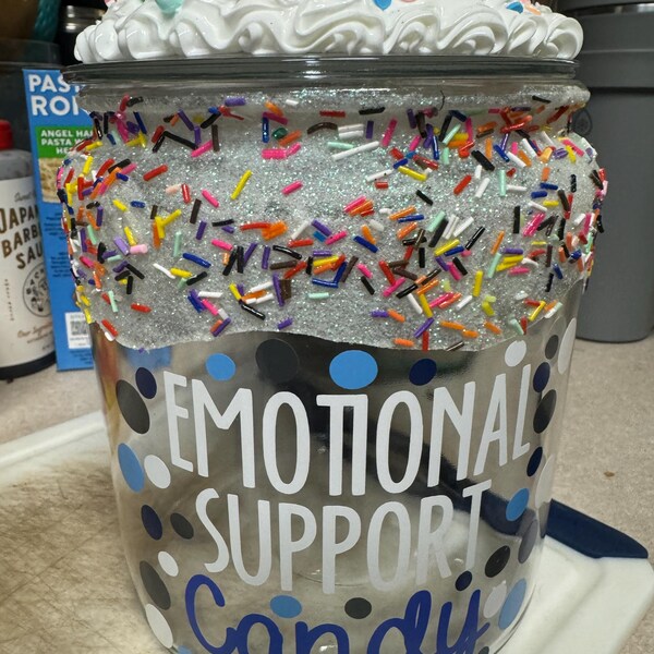 Personalized Funny Glass Candy Jar for Emotional Support, Custom Office ...
