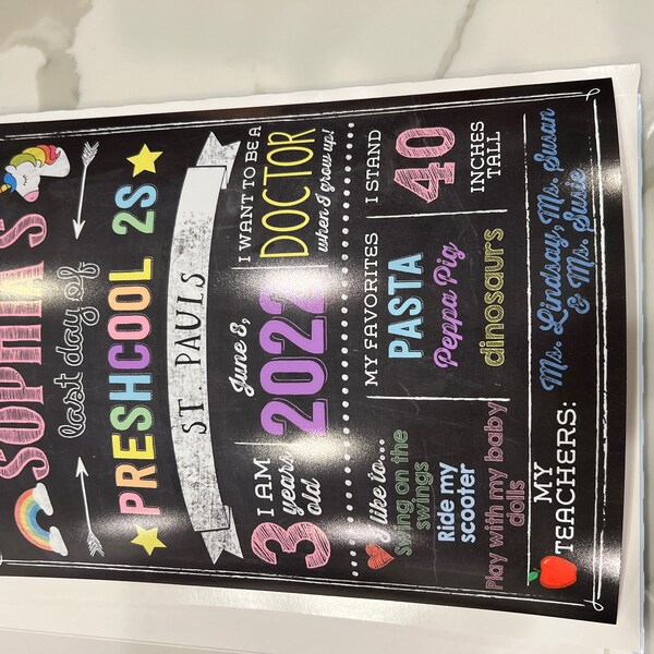 Chalkboard Back to School Sign, First Day or Last Day, Editable and ...