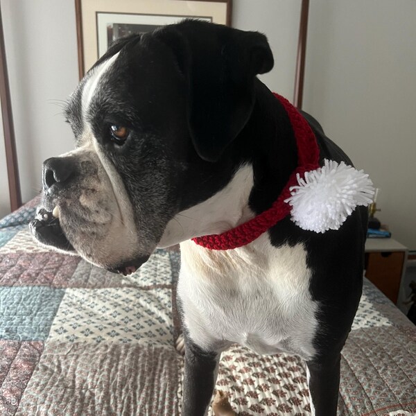 Christmas Dog Scarf With Pompom - Available in 4 Colour Schemes - Santa ...