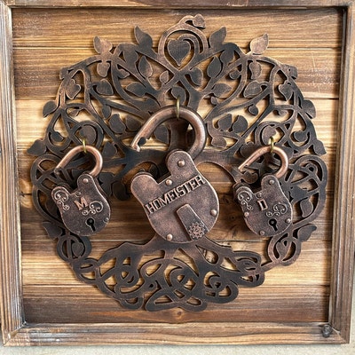 Love Lock, Unity Ceremony, Personalized Padlock, Flower Garden Wall Art ...