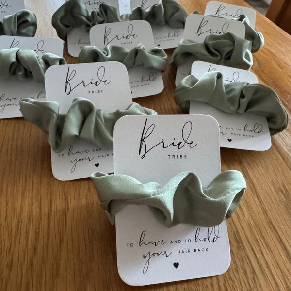 Sage Hen Do Scrunchies | Bride Tribe Favours - Spring Hen Do - I Do ...