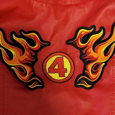 Set of 2 Flame Patch, Fire Patch for Jackets, Flame Sew on Patch, Urban ...