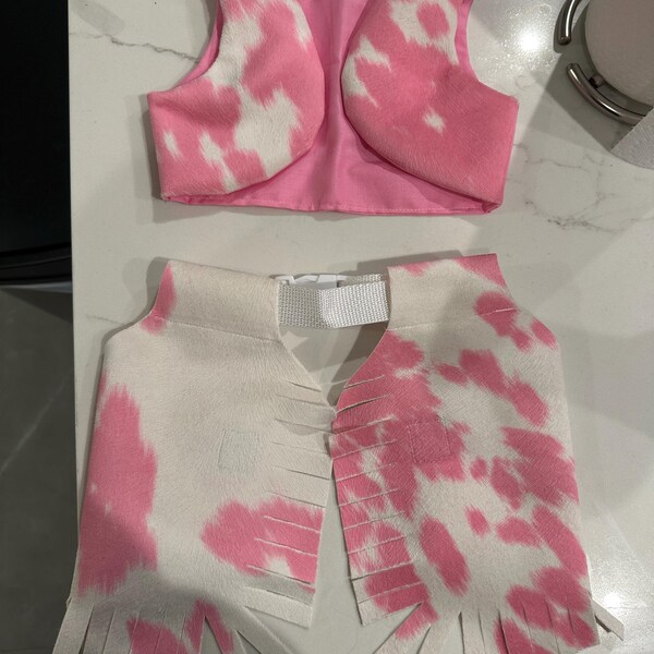 Infant Pink Cow Print Cowboy Costume: Faux Fur Chaps & Vest - Etsy