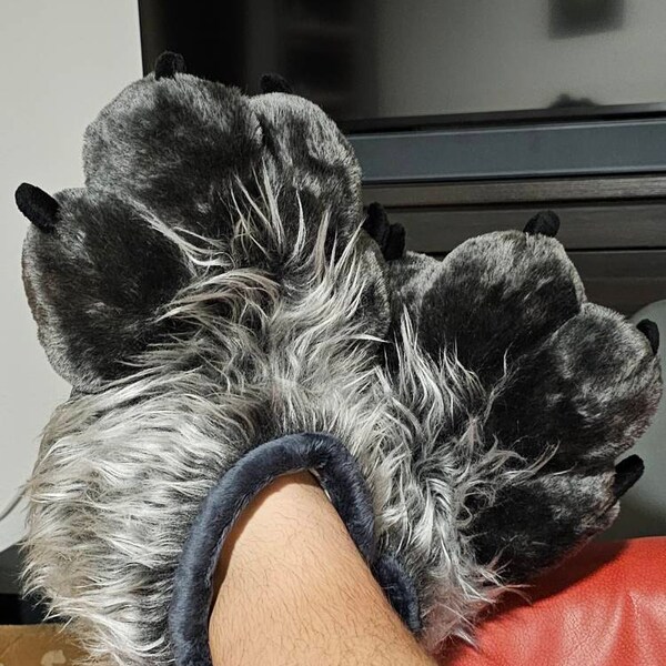 White Five Finger Paws, Paw Gloves White, Fluffy Fursuit Paws, Fursuit ...