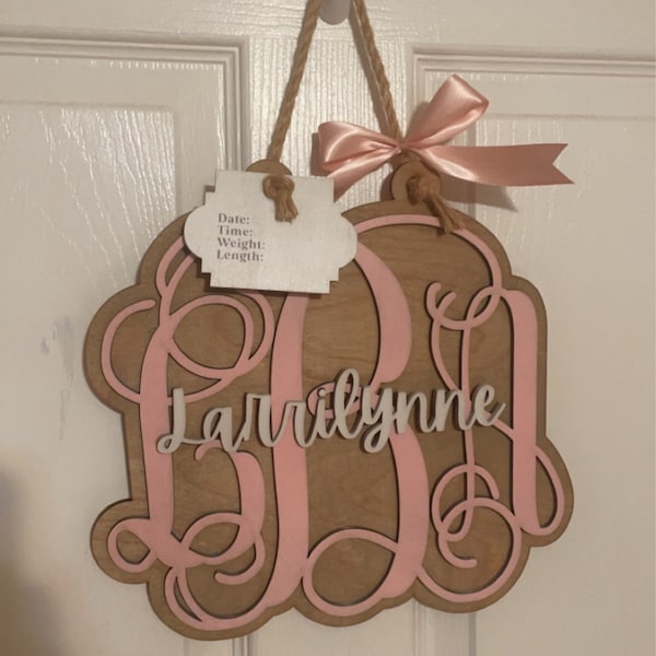 Baby Girl Hospital Birth Stat Sign | Hospital Door Hanger | Newborn ...