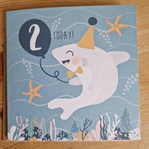 Under the Sea Birthday Card - Shark, Kids Birthday Card, Children's ...