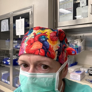 Anatomy Scrub Cap for Women, Uterus Surgical Caps, Ponytail Scrub Hat ...