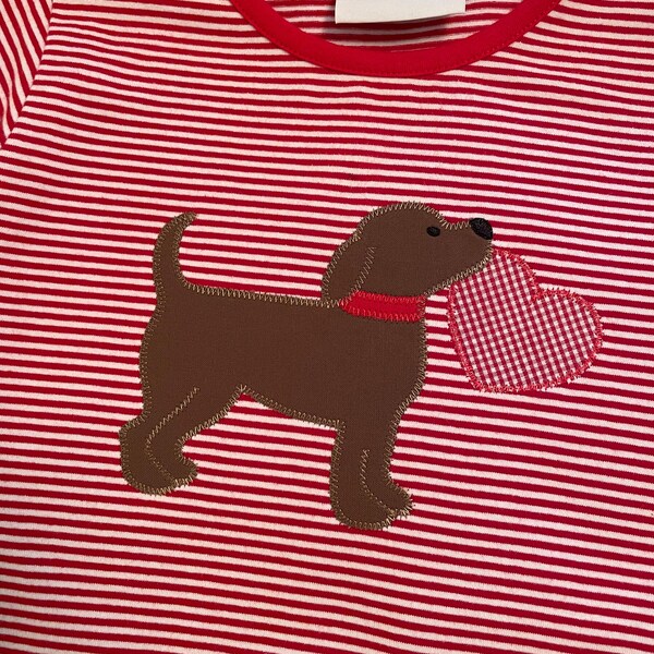Dog Machine Applique Design With Heart Zigzag Stitch - Etsy