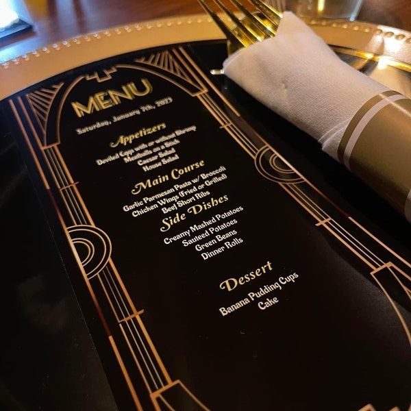 EDITBALE Roaring 20s Menu Editable Template. Black and Gold Art ...