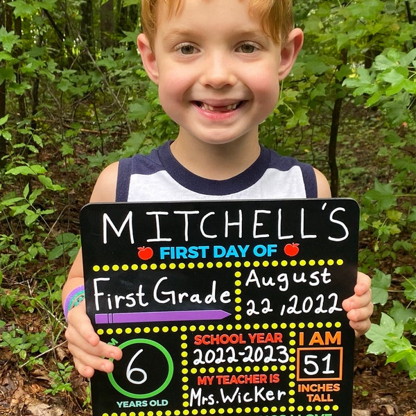 First Day or School Chalkboard Sign, Back to School Sign, Reusable ...