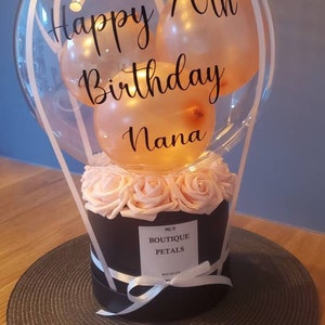 Hot Air Balloon Velvet Flower Box, Hat Box Flowers, Birthday Balloon ...