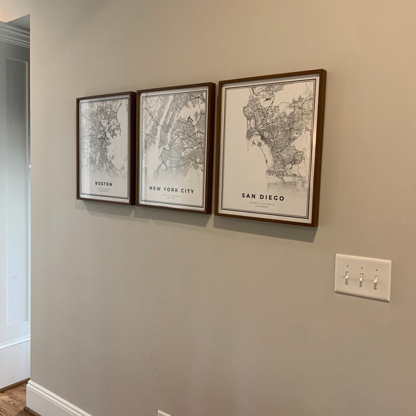 Set of 3 ANY CITY Map Posters, Personalized Map Prints, Custom ...