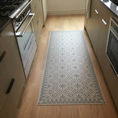 Vinyl Rug Runner With Vintage Tiles and Decorative Frame. Spanish Tiles ...