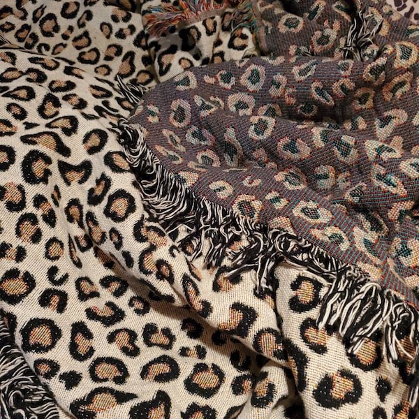 Leopard Print Blanket: Animal Pattern Woven Throw, Eclectic Unique Boho ...