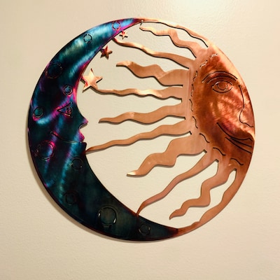 Sun and Moon Metal Wall Art Indoor Covered Outdoor Celestial Patio or ...