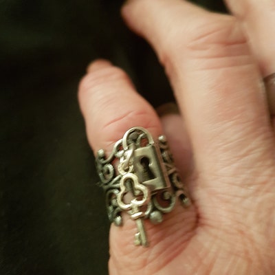Lock and Key Ring, Silver Lock Ring, Silver Ring, Lock and Key, Silver ...