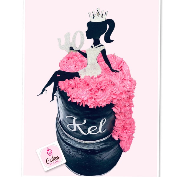 Sitting Lady Girl Silhouette Cake Topper With Crown and Dress Svg. Lady ...