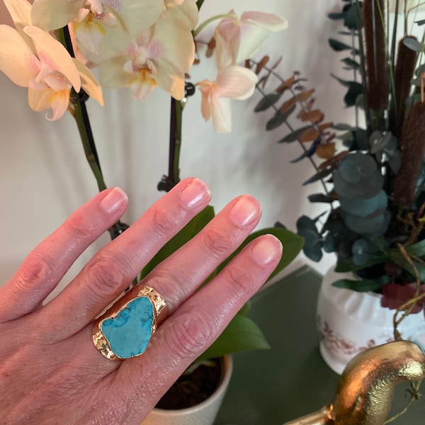Turquoise Slab Ring - Etsy