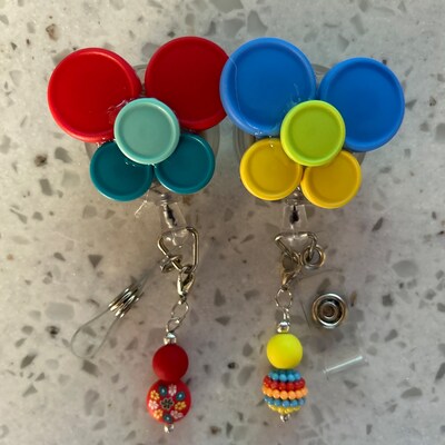 Stripes and Cracked Crystal Charm, Badge Reel Charm, Clip-on Bead Charm ...